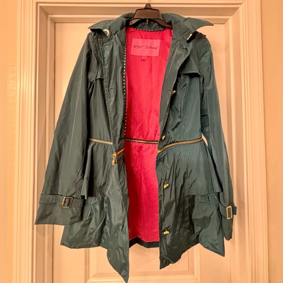 Betsey Johnson | Jackets & Coats | Betsy Johnson Dark Teal Rain Coat ...